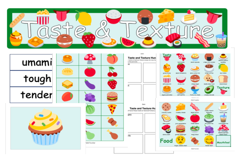 ESL Colorful Food taste & texture Poster, Worksheet, label set, PYP ...